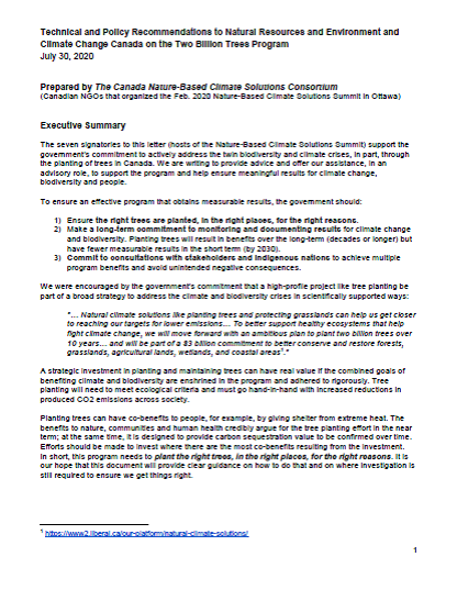 Technical and Policy Recommendations to Natural Resources and ...