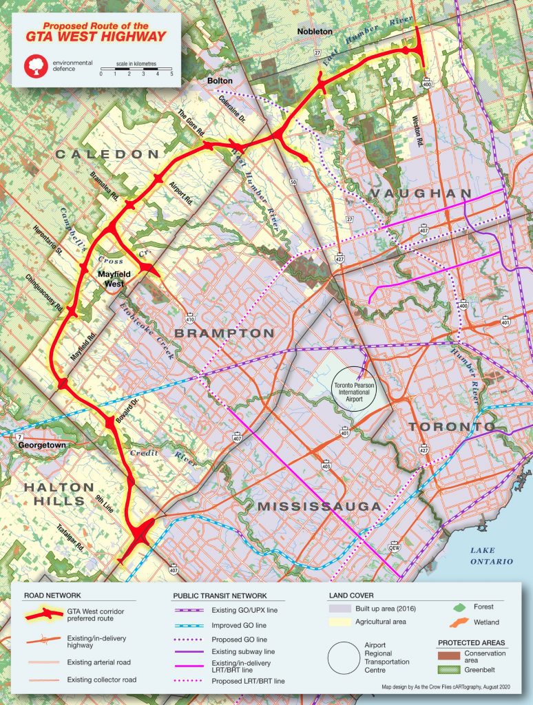 Map of Highway 413 proposed route - Environmental Defence